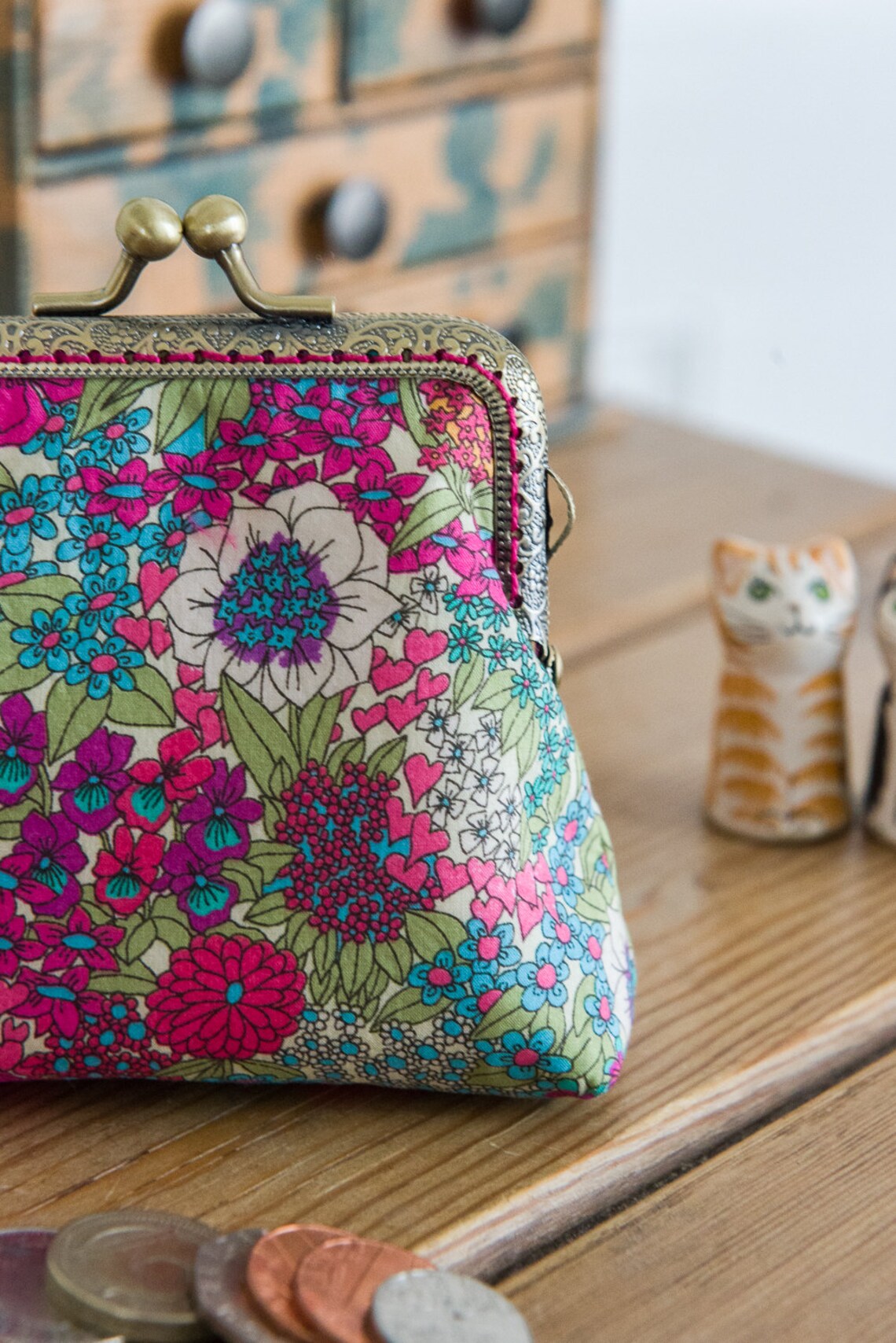 Coin Purse Made With Ciara Print Liberty Tana Lawn a Bright - Etsy