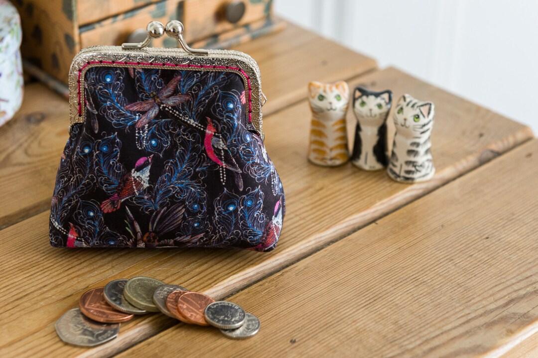 Liberty Print Coin Purse: Hand Stitched Silver Frame, Hot Pink Lining ...