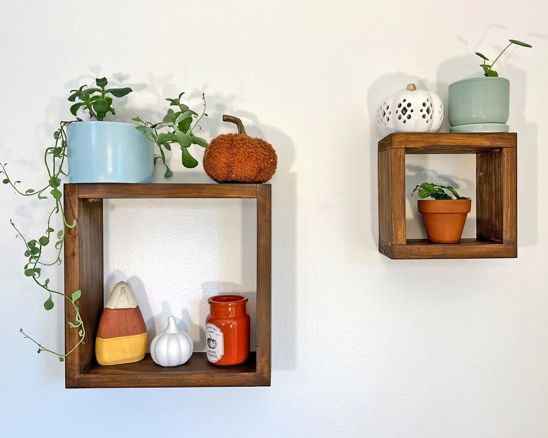 Square Floating Wall Shelf / Cube Shelf / Set of 2 Floating Shelves ...