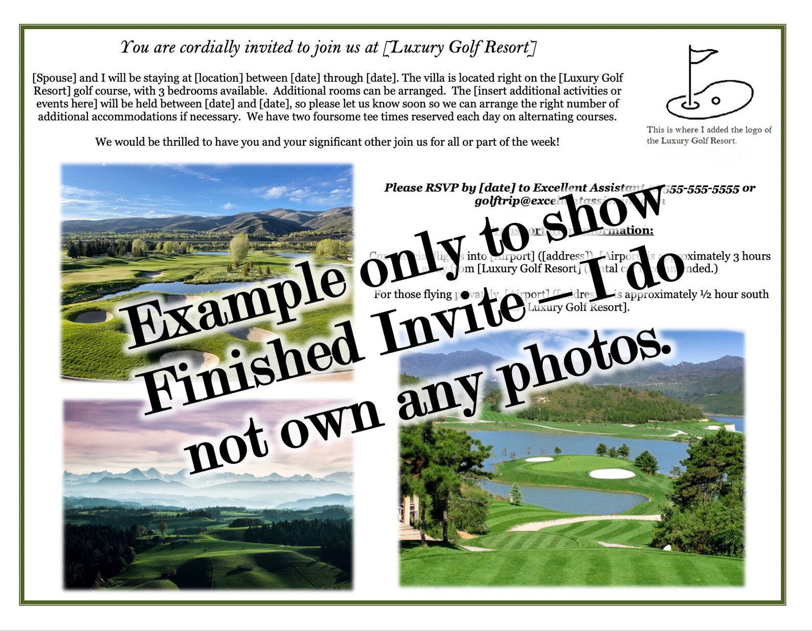 Golf Trip Invitation Template Formatted & Written Digital - Etsy