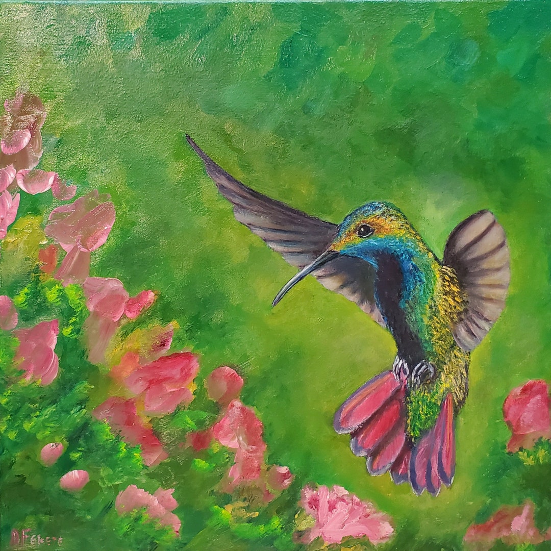 Hovering Hummingbird - Oil Painting - One of a Kind Original Oil ...