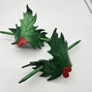Leather Hair Stick Holly - Christmas Hair Stick - Etsy