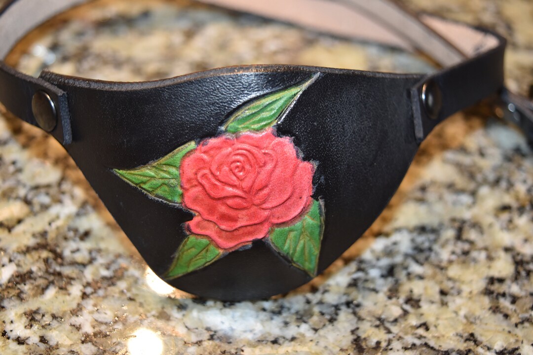 Flower Eyepatch - White Lily, Rose , Other - Leather Eye Patch With ...