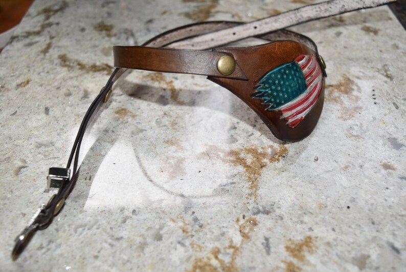 US Flag Distressed Leather Eye Patch With Adjustable Buckle | Etsy