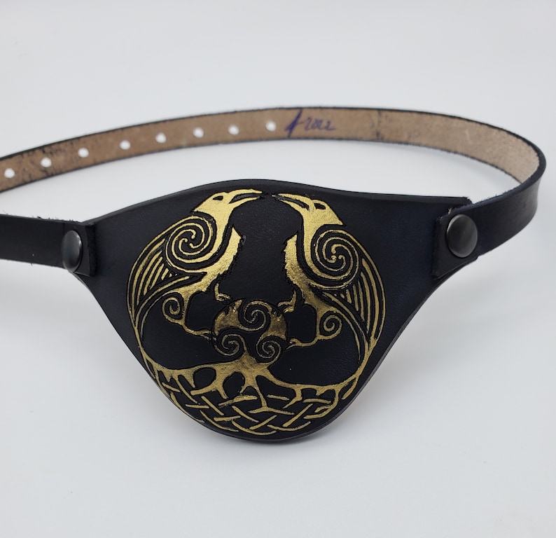 Celtic Knot Odins Ravens Leather Eye Patch With Adjustable - Etsy Canada