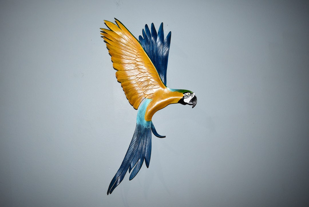 Blue and Gold Macaw Leather Parrot - 17 Inch From Top of Wing to Tail ...
