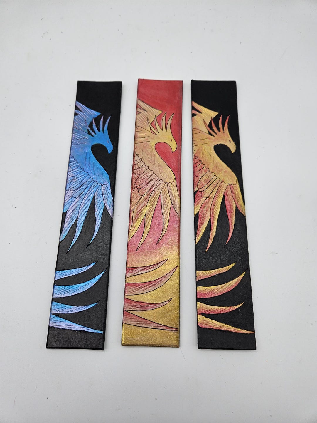 Phoenix Leather Bookmark - Etsy