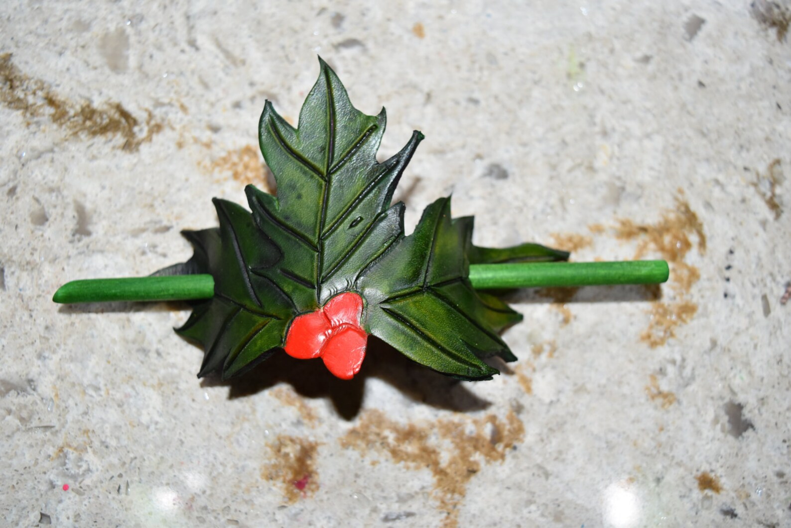 Leather Hair Stick Holly Christmas Hair Stick | Etsy