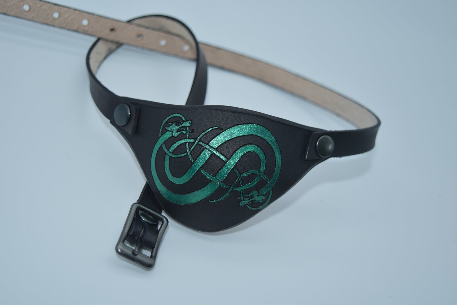 Loki Celtic Knot Snake Leather Eye Patch With Adjustable - Etsy