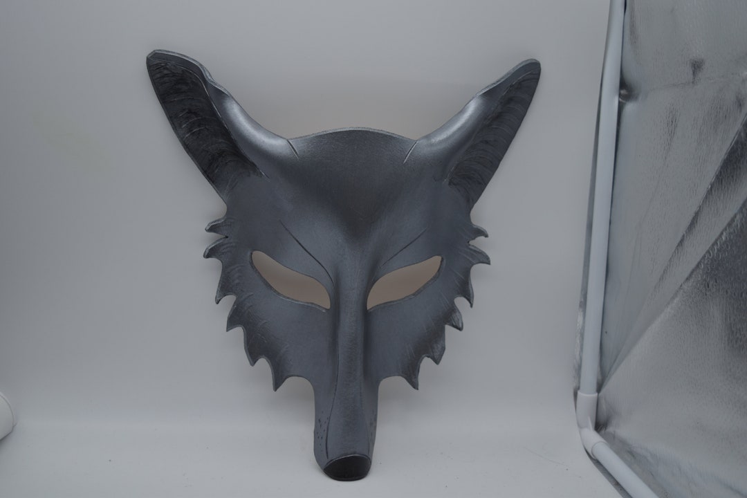 Grey Wolf Leather Mask Silver/grey Wolf Mask Available Now - Etsy
