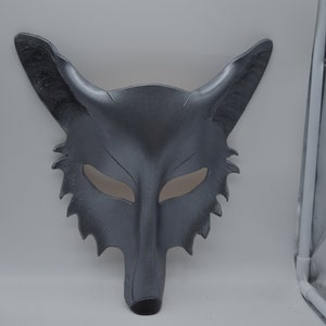 Grey Wolf Leather Mask Silver/grey Wolf Mask Available Now - Etsy