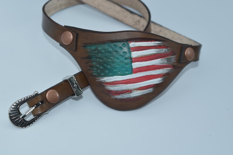 US Flag Distressed Leather Eye Patch With Adjustable Buckle | Etsy