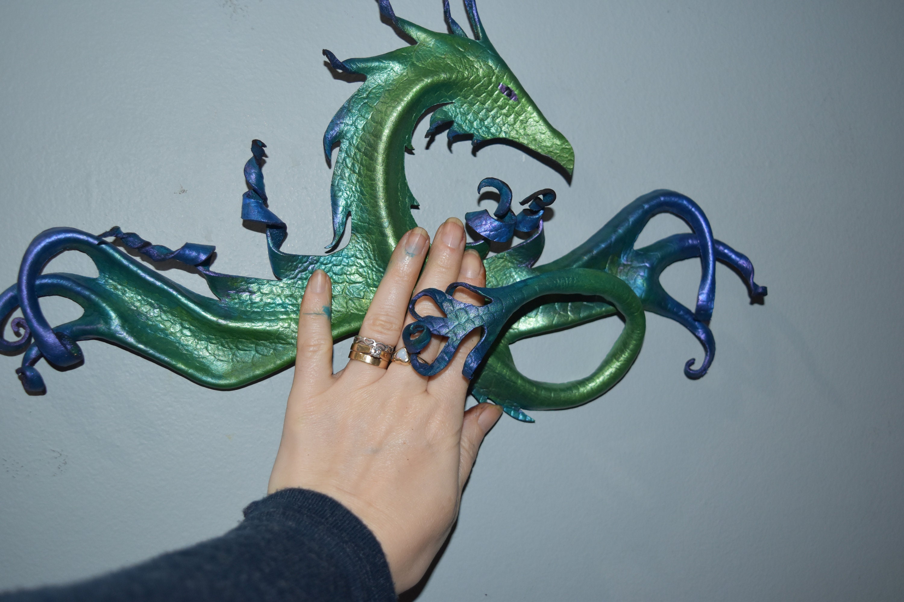 Leather Dragon Sea Serpent Wall Hanging - 14 Inch Wingspan Dragon ...