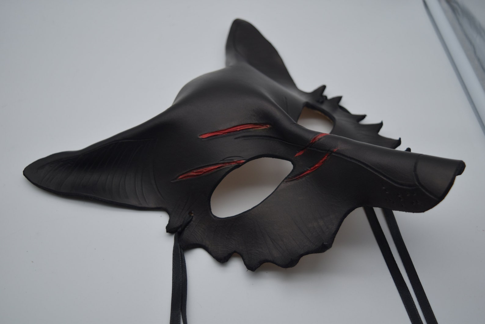 Black Wolf Red Scars Leather Mask Black Wolf Mask This One - Etsy