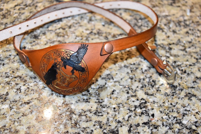 Celtic Knot With Mjolnir and Ravens Leather Eye Patch With - Etsy