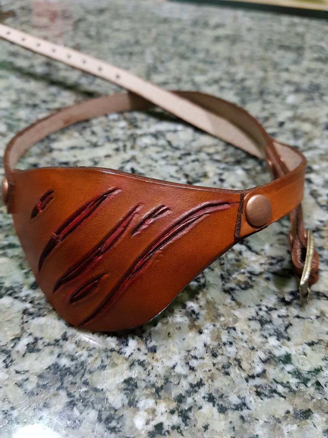 Unique Scar Pattern Leather Eye Patch With Adjustable Buckle for Unisex ...