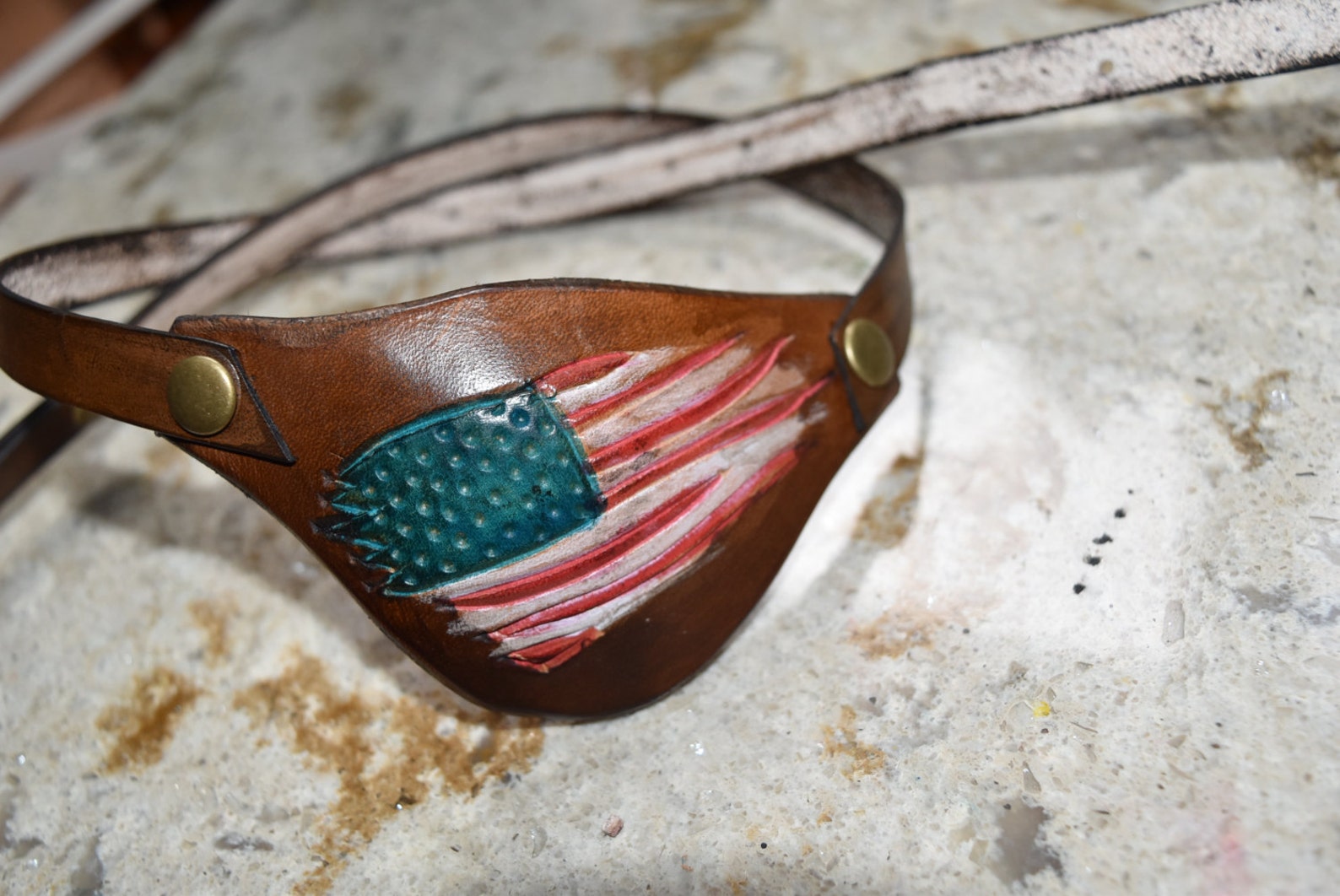 US Flag Distressed Leather Eye Patch With Adjustable Buckle | Etsy