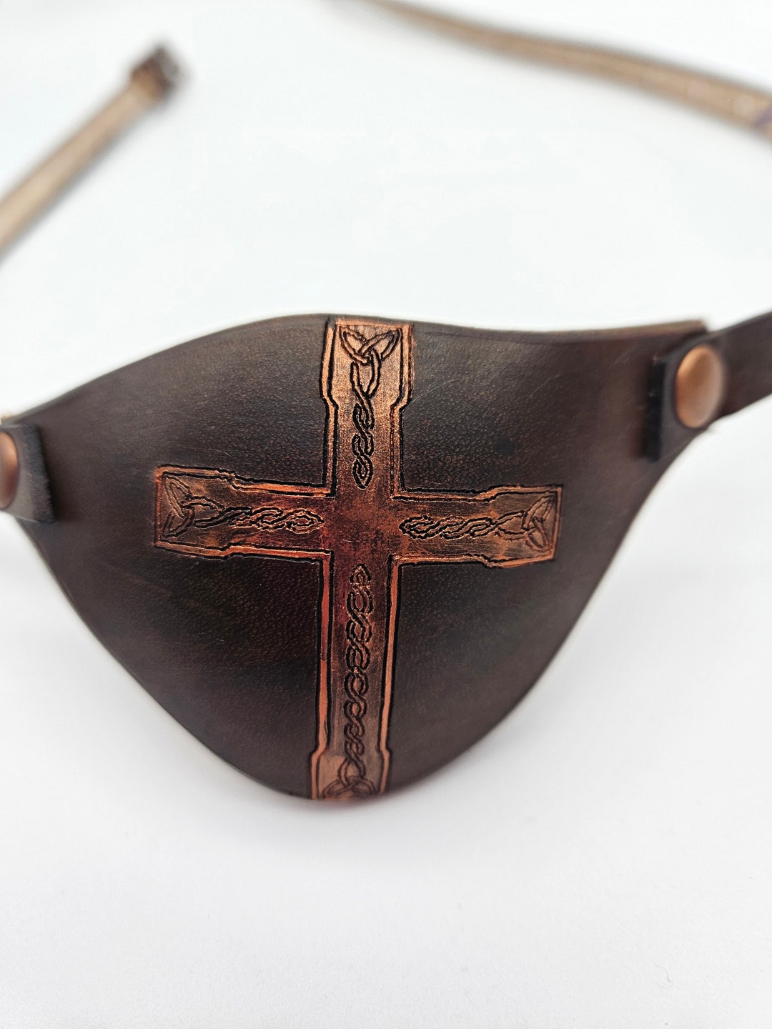 Christian Celtic Cross. Leather Eye Patch With Adjustable Buckle for ...