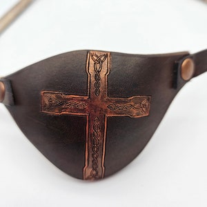 Leather Eyepatch Christian Celtic Cross. Adjustable Buckle Eye Patch ...
