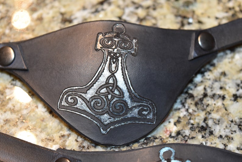 Celtic Thor's Hammer Mjolnir Leather Eye Patch With | Etsy