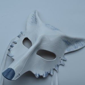 White Wolf Leather Mask White/grey Wolf Mask Custom Order - Etsy