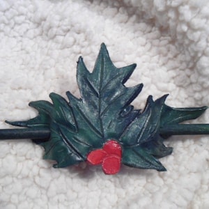 Leather Hair Stick Holly Christmas Hair Stick - Etsy