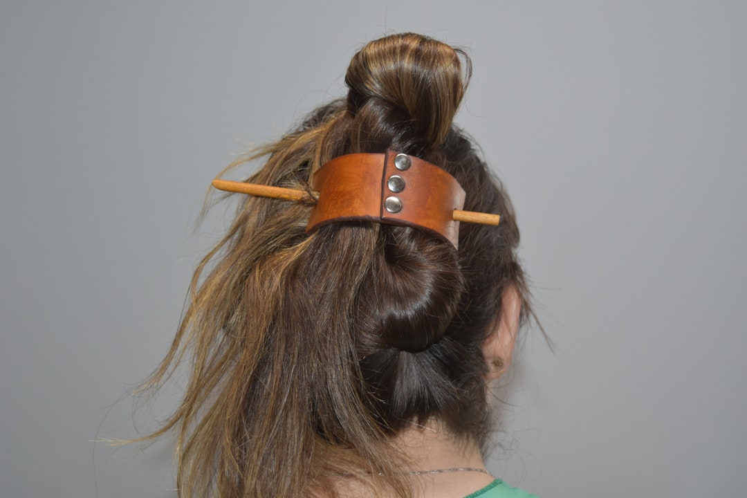 Rustic Leather Hair Stick Armor With Rivets Can Be Made in Any Colour ...