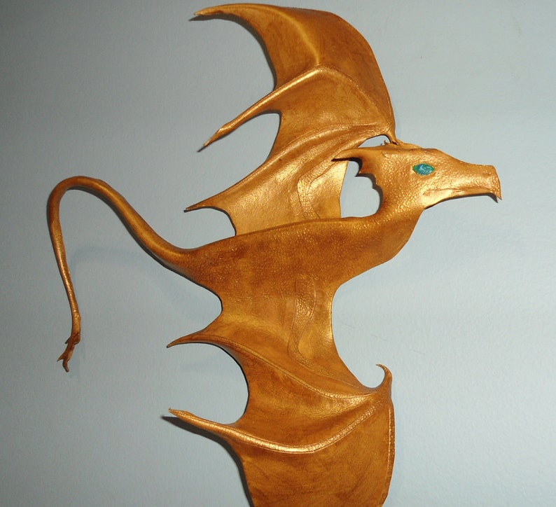 Leather Dragon Wall Hanging - 3D Wall Art- 13 Inch Wingspan - This One ...