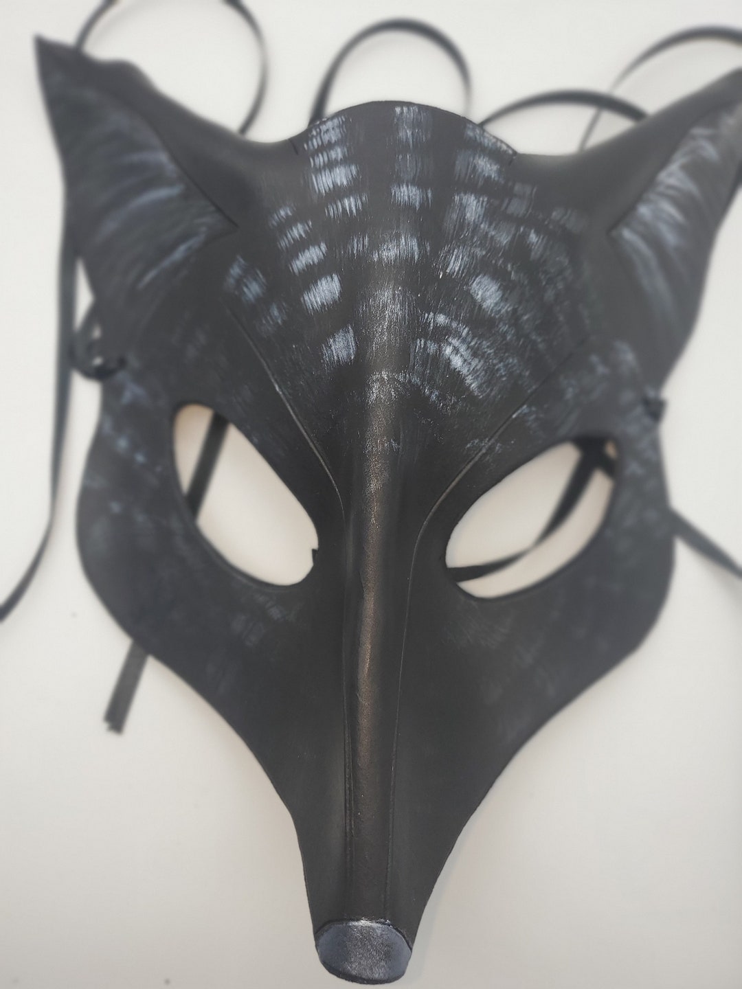 Black Fox Leather Mask - Black Wolf Leather Mask for Unisex - This One ...