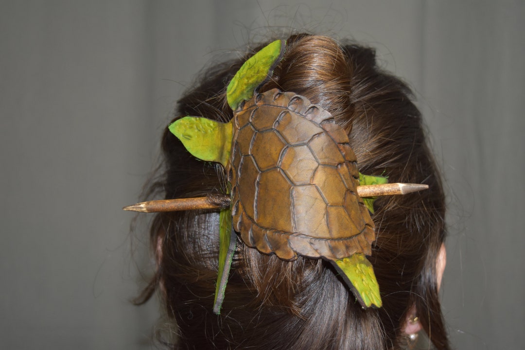 Sea Turtle Leather Hair Stick - Available Now - Etsy