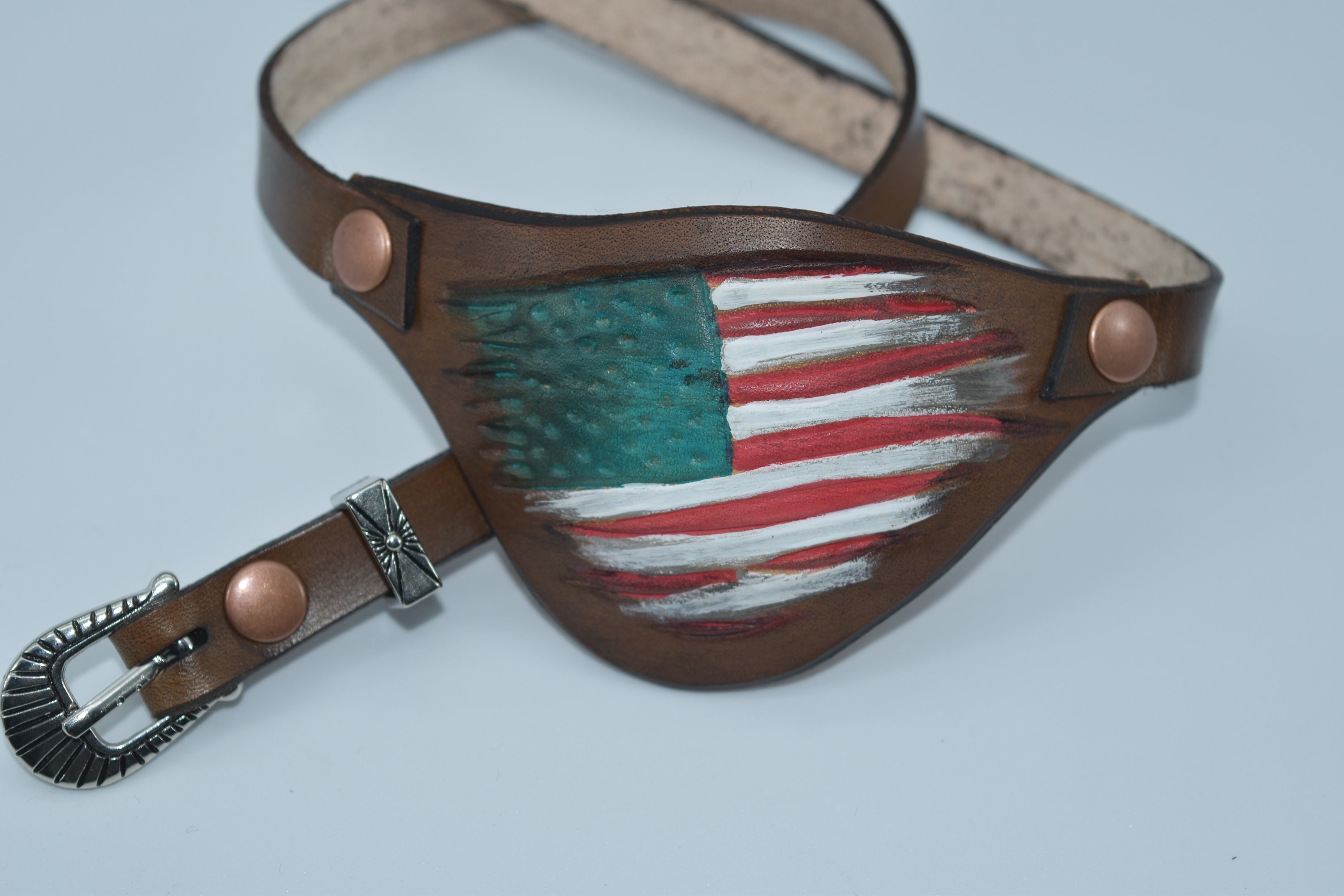 US Flag Distressed Leather Eye Patch With Adjustable Buckle - Etsy Canada
