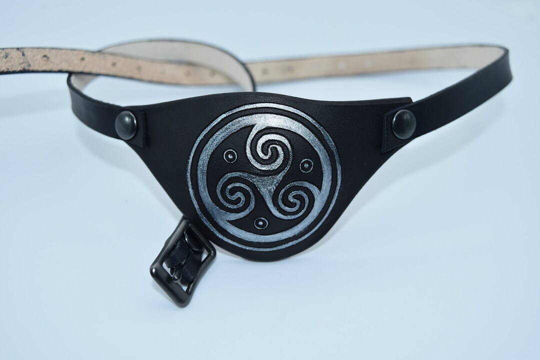 Leather Eye Patch Celtic Circle Triskele Leather Eye Patch With ...