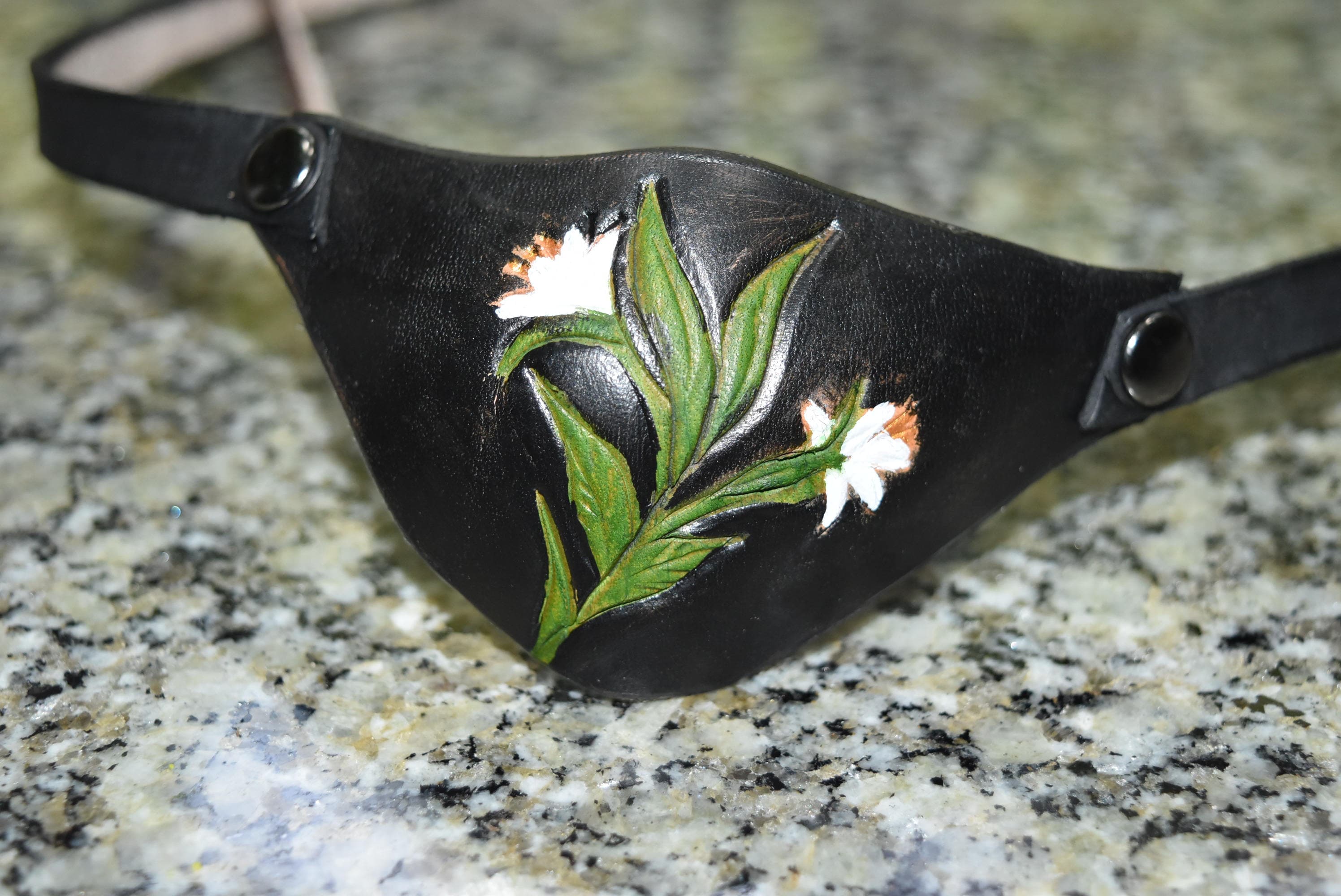 Flower Eyepatch - White Lily, Rose , Other - Leather Eye Patch With ...
