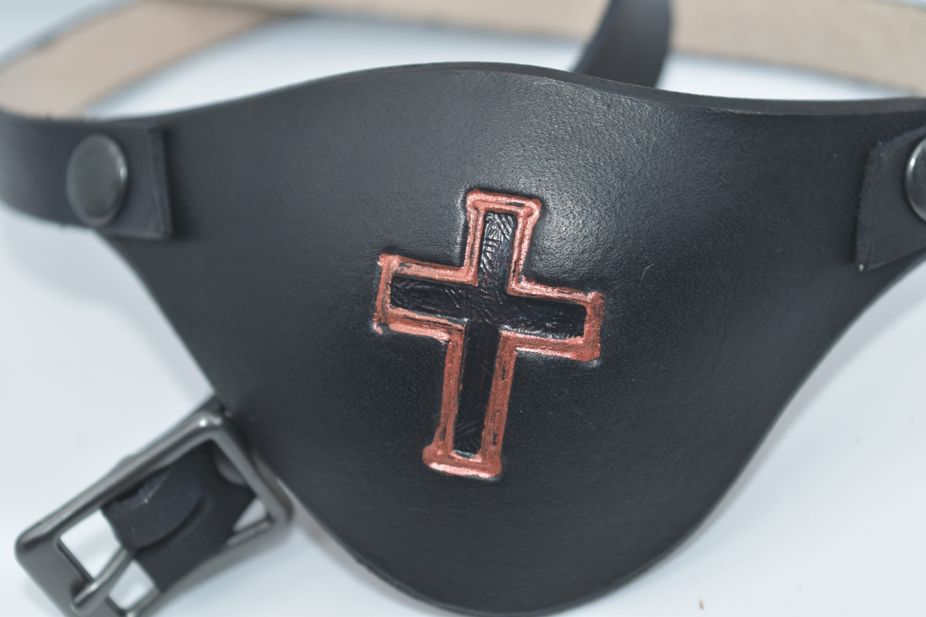 Leather Eyepatch Christian Cross OR Ichthus. Adjustable Buckle - Etsy
