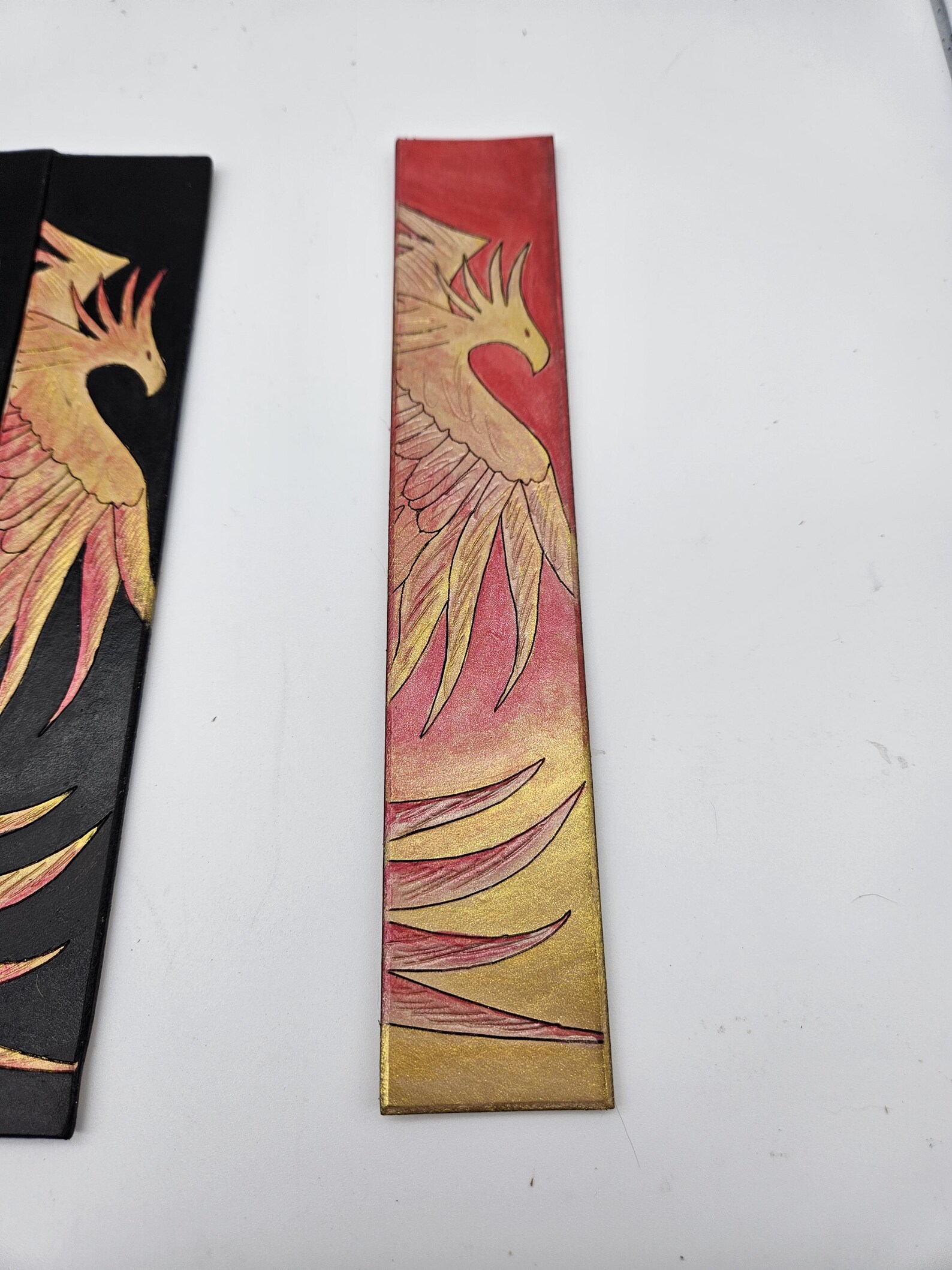 Phoenix Leather Bookmark - Etsy