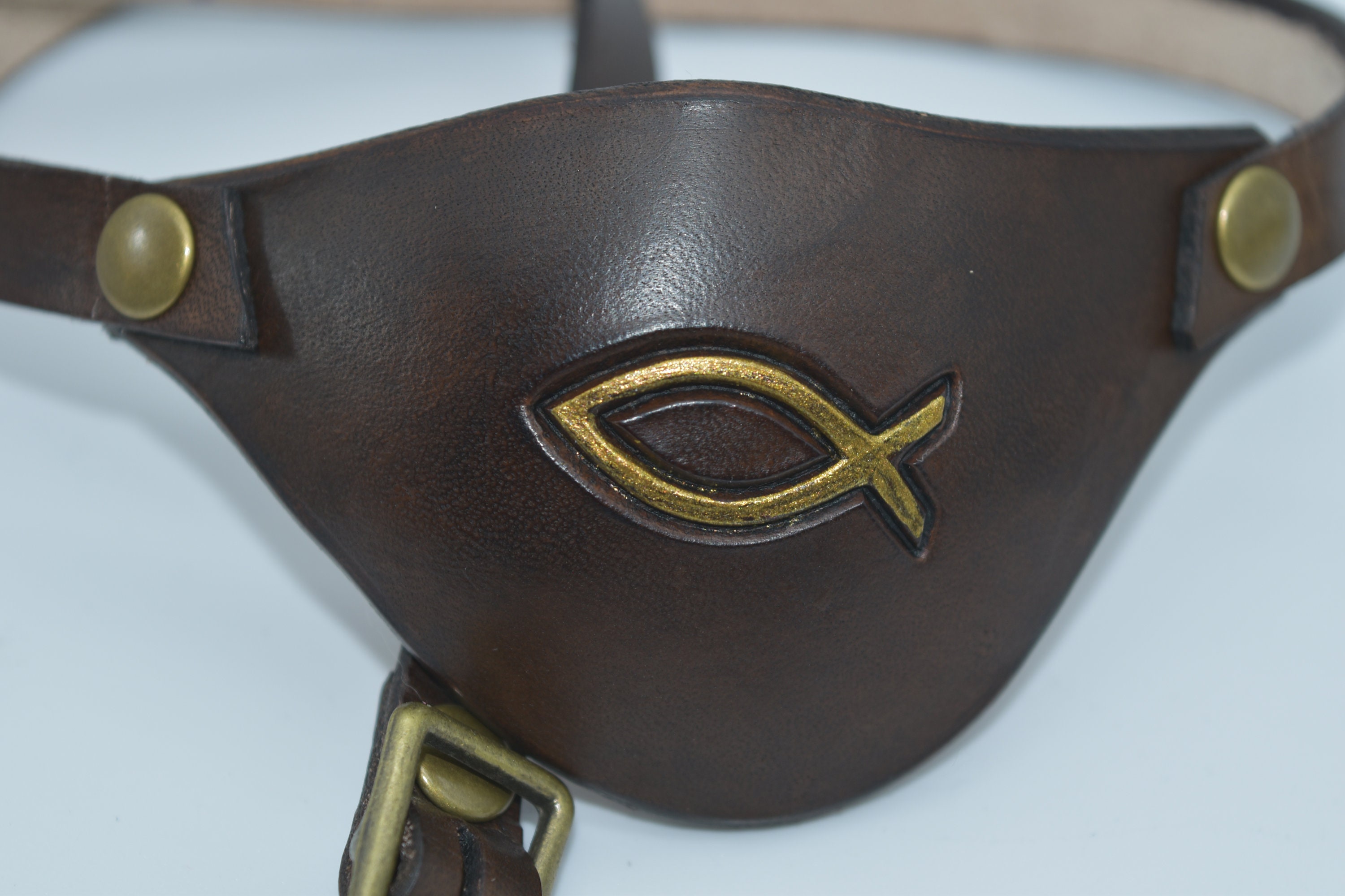 Leather Eyepatch Christian Cross OR Ichthus. Adjustable Buckle - Etsy