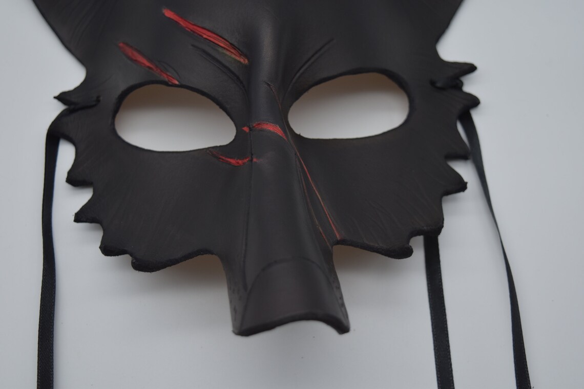 Black Wolf Red Scars Leather Mask Black Wolf Mask This One - Etsy