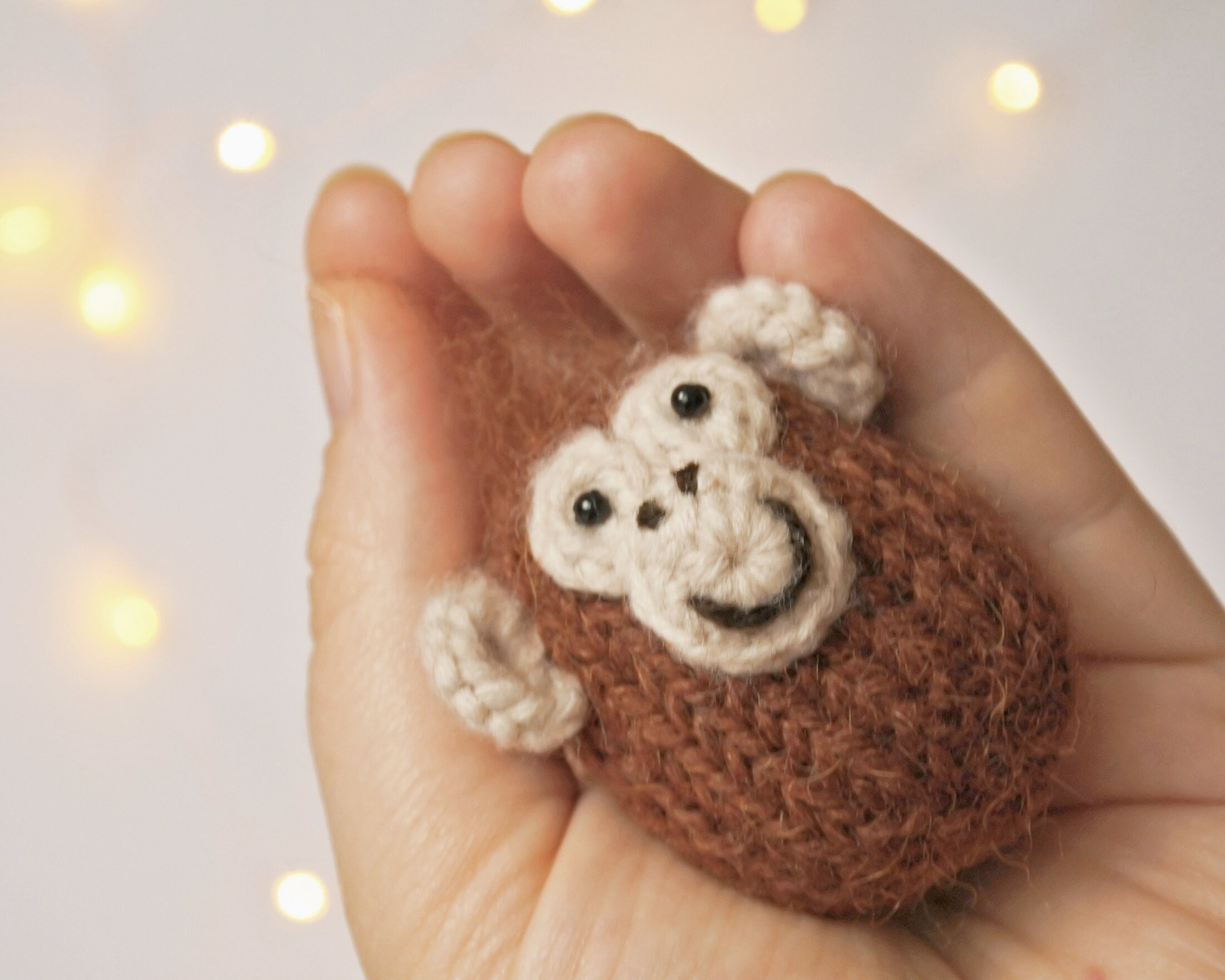 Plush animal keychain tiny knit monkey keychain woodland | Etsy