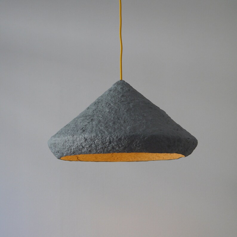 Unique Lamp From Paper Mache Paper Lamp Shade Mizuko Grey - Etsy