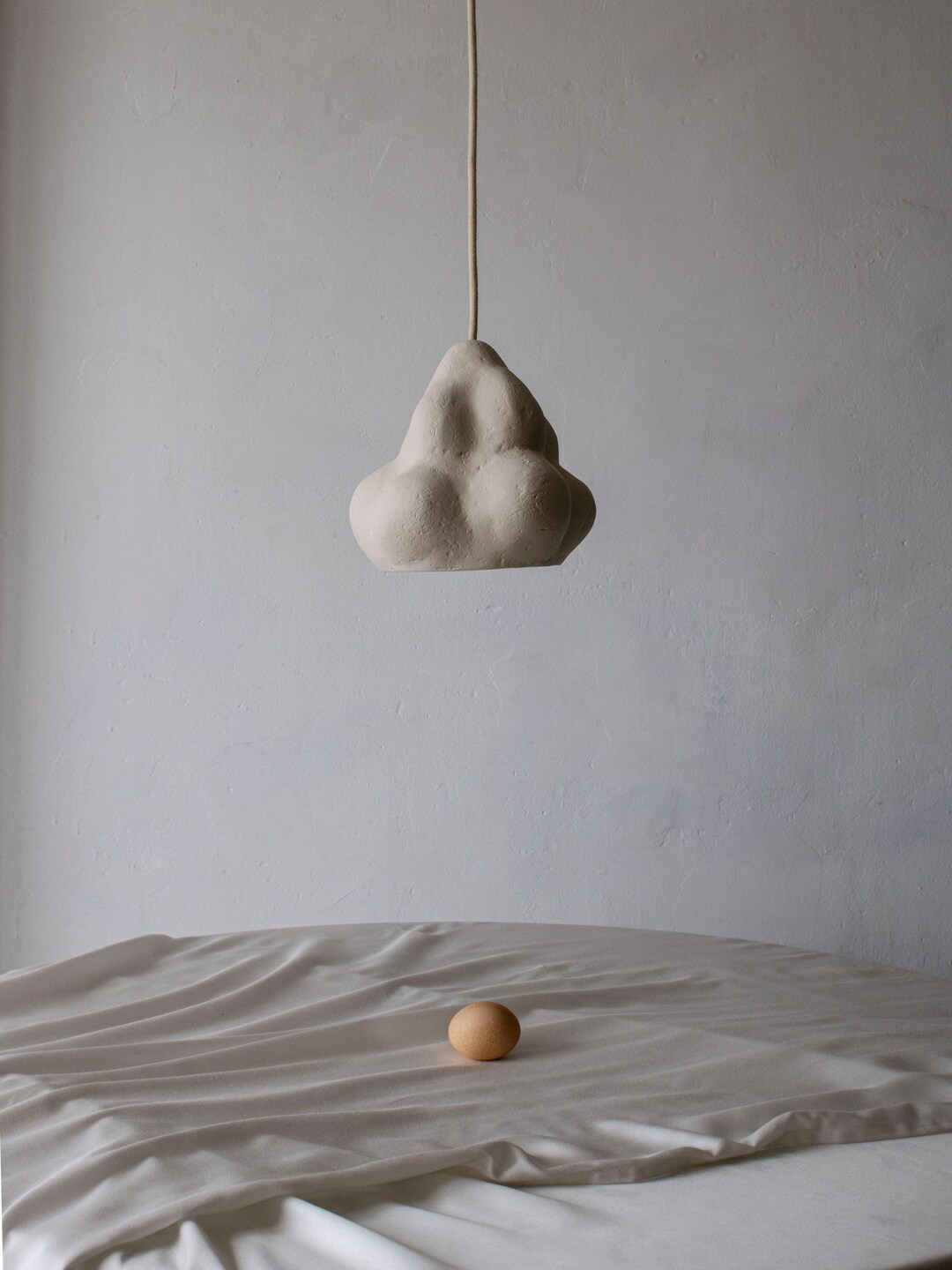 Paper Mache Pendant Light, Bedside Table Lamp Sensi I White - Etsy