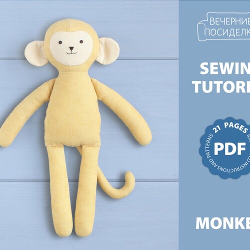 Sewing Pattern Cute Monkey Cloth Doll Plushie PDF Epattern DIY | Etsy