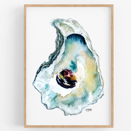 Oyster Shells Watercolor Art Print - Etsy