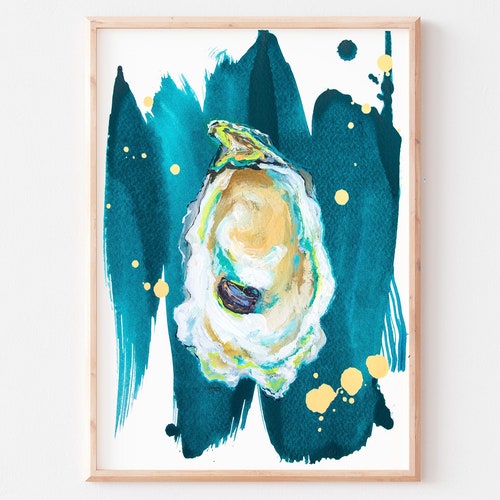 Oyster Shell Watercolor Print Shell Print Coastal Art Sea - Etsy