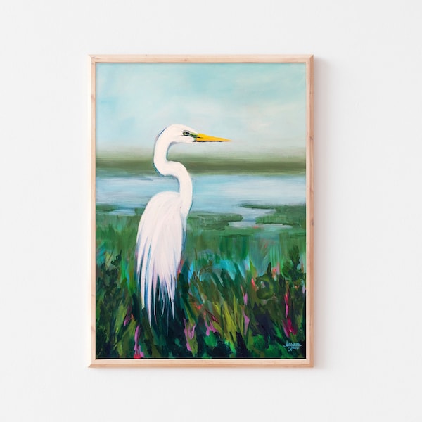 Egret Painting - Etsy