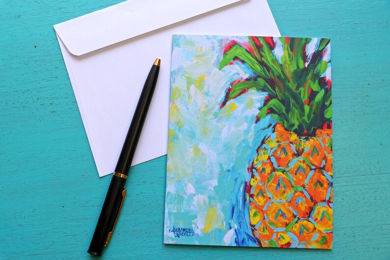 Pineapple Cards Pineapple Gift Pineapple Print Blank Note - Etsy
