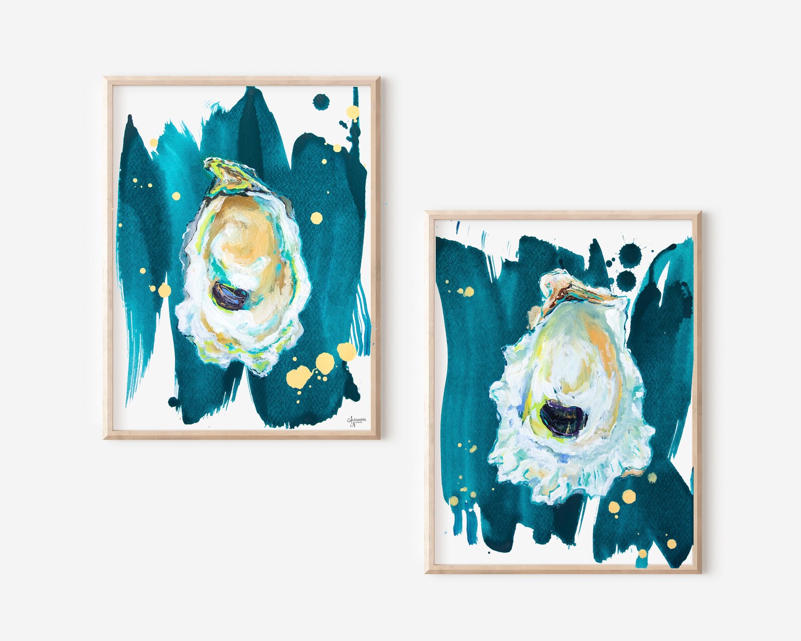 Oyster Prints Modern Coastal Decor Print Set of 2 | Etsy