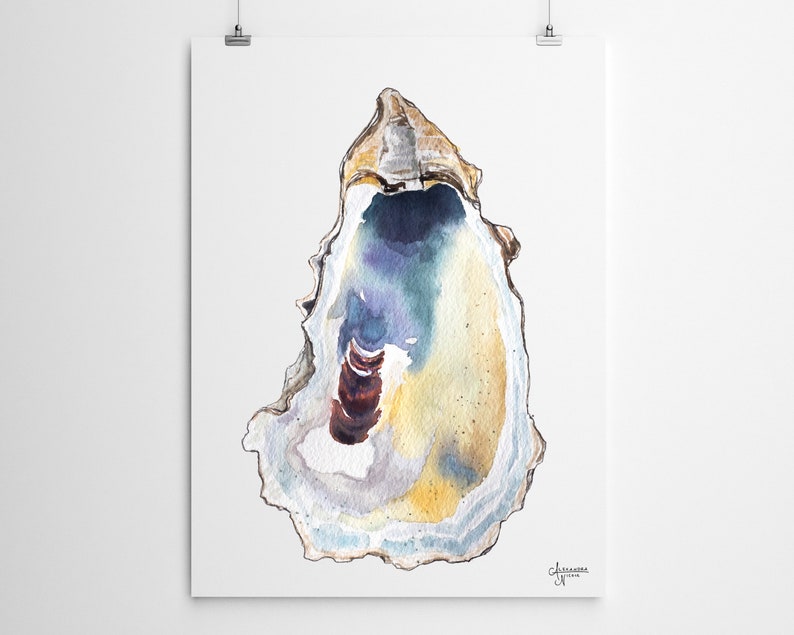Oyster Painting Alexandra Nicole Shell Print Oyster Art - Etsy