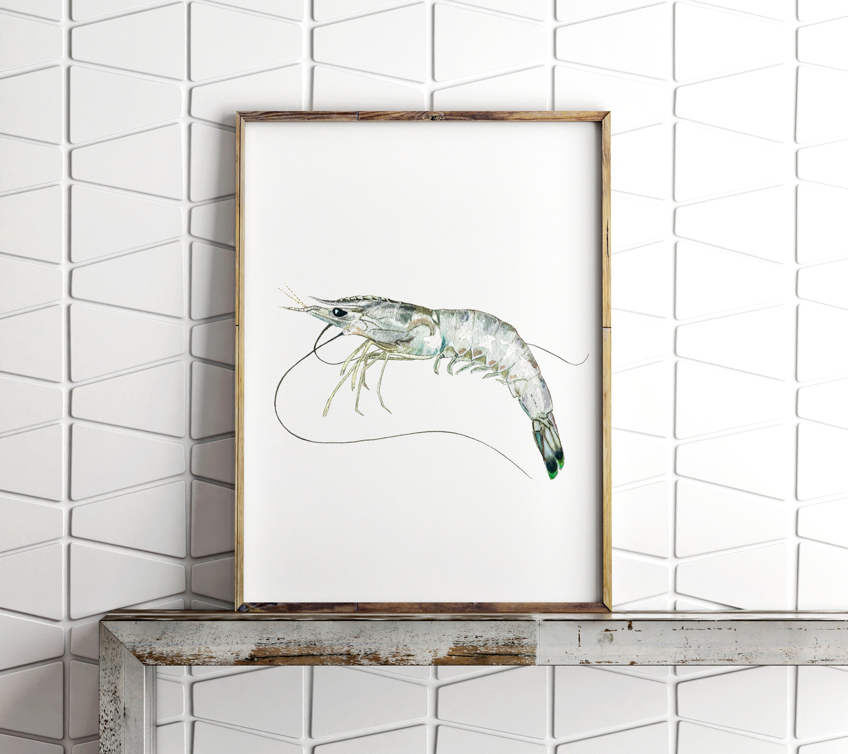 Shrimp Print Shrimp Watercolor Shrimp Art - Etsy
