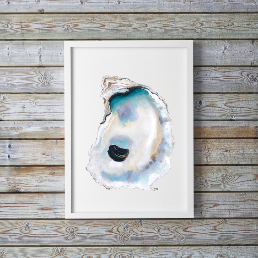 Oyster Shell Painting, Oyster Art, Oyster Shell Print, Coastal Art ...