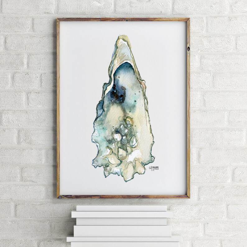 Oyster Painting Shell Print Oyster Art Oyster Shell Print | Etsy